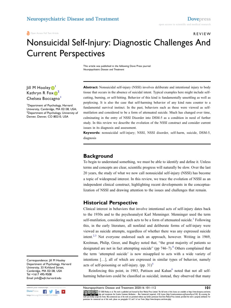 Hooley Et Al. - 2020 - Nonsuicidal Self-Injury Diagnostic Challenges ...