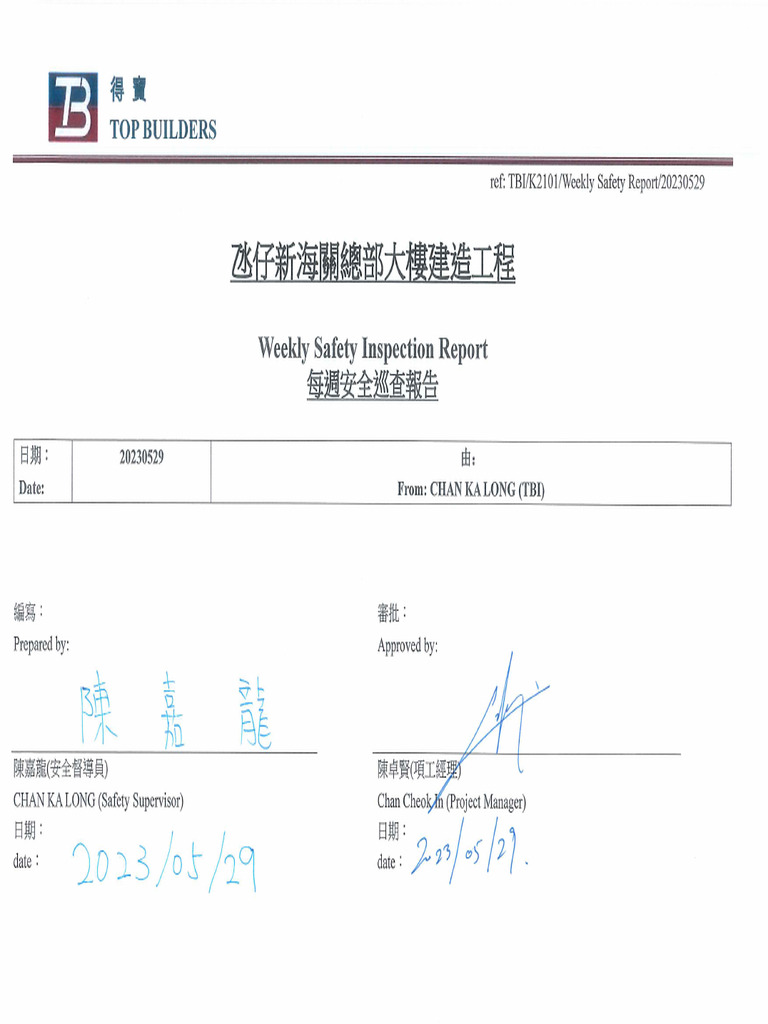 K2101 Weekly Safety Report 20230529 | PDF