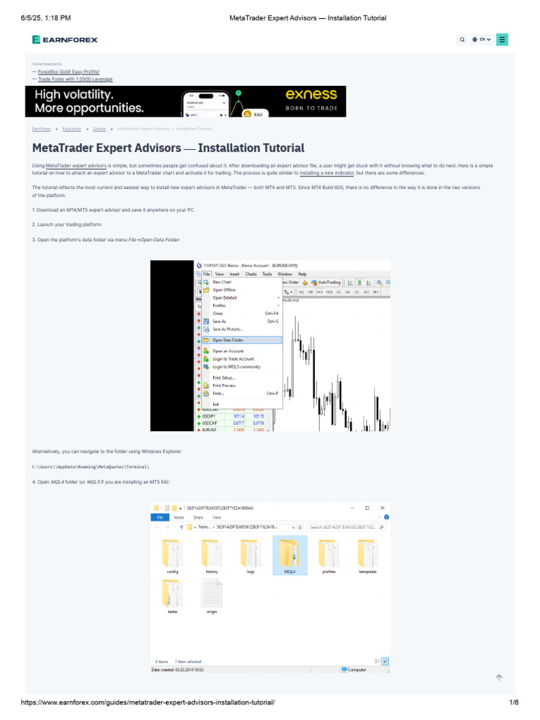 MetaTrader Expert Advisors - Installation Tutorial | PDF | Foreign Exchange Market | Financial ...