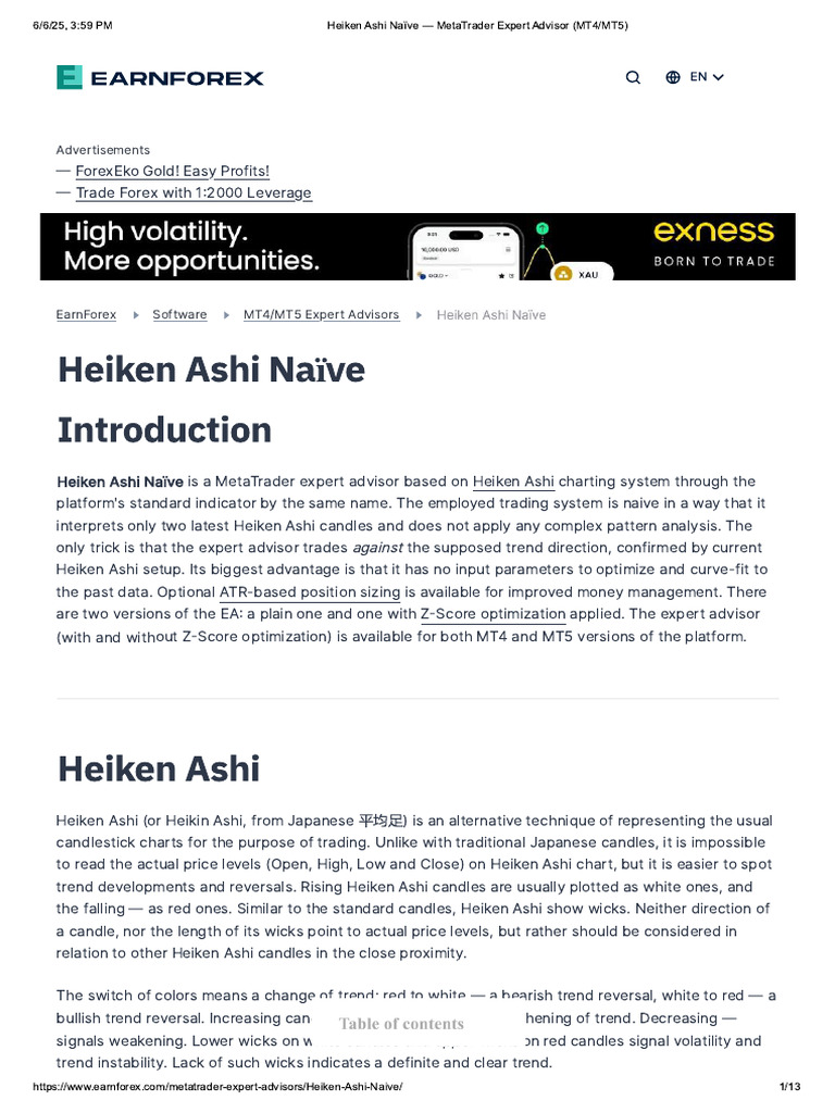 Heiken Ashi Naïve - MetaTrader Expert Advisor (MT4 - MT5) | PDF