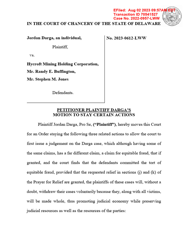 Petitioner Darga's Motion To Stay All Other Cases | PDF | Lawsuit ...