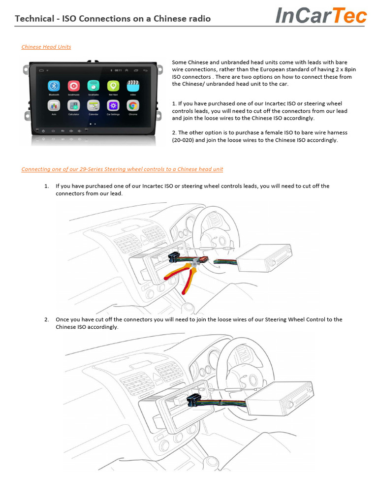 How To Wire in A Chinese Android Head-Unit Without Iso Connectores | PDF