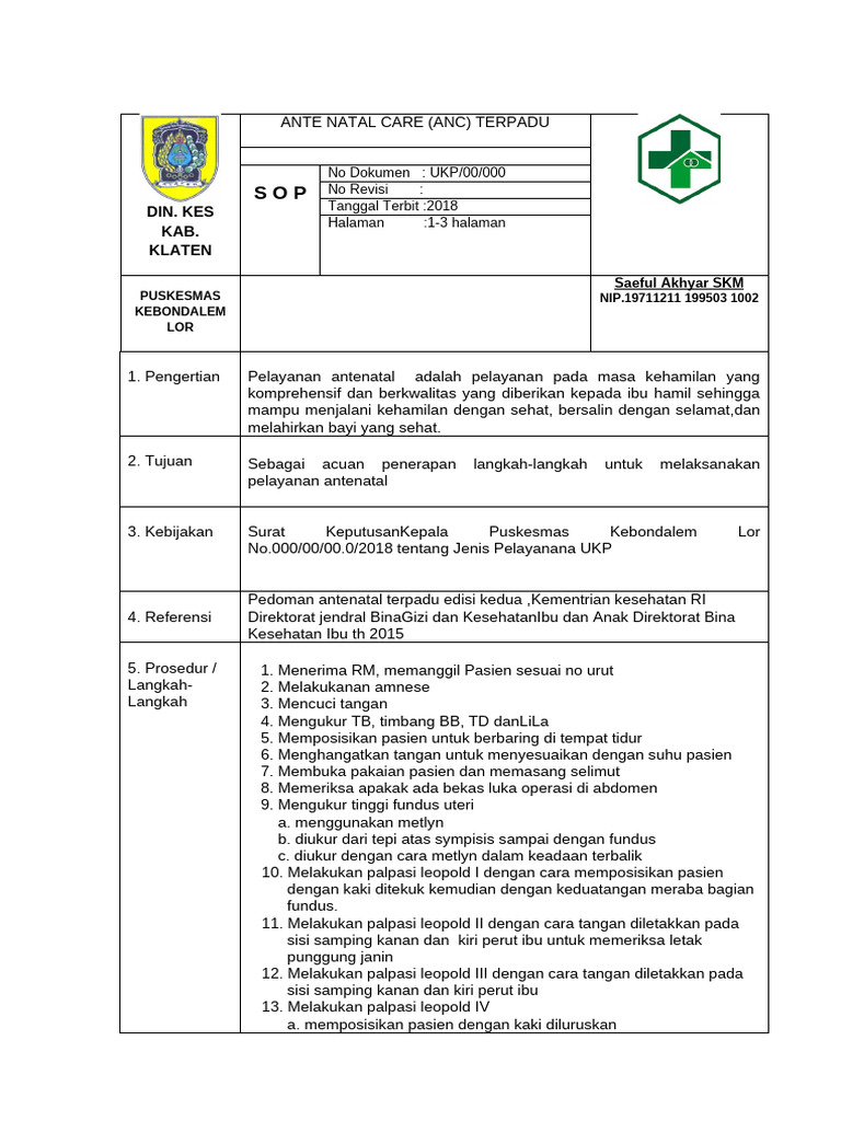 SOP ANC TERPADU-2 | PDF