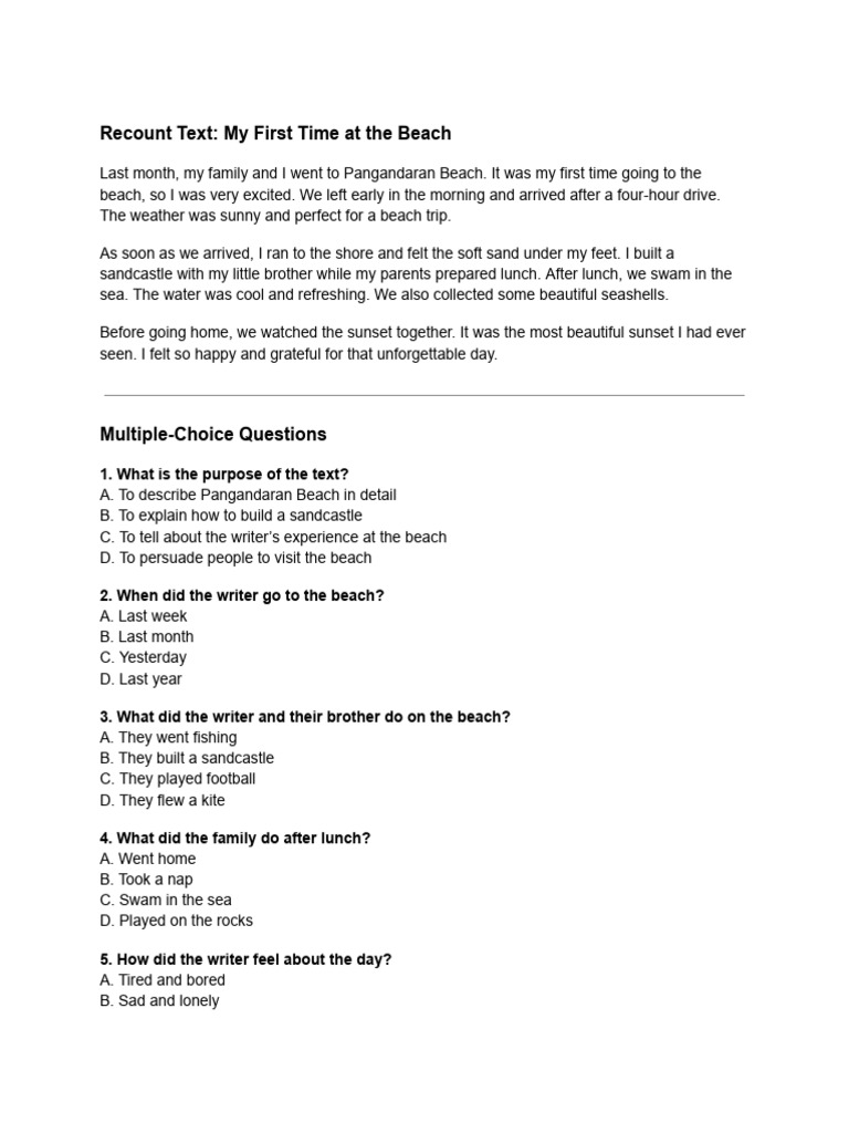 Recount Text Exercise 2 | PDF