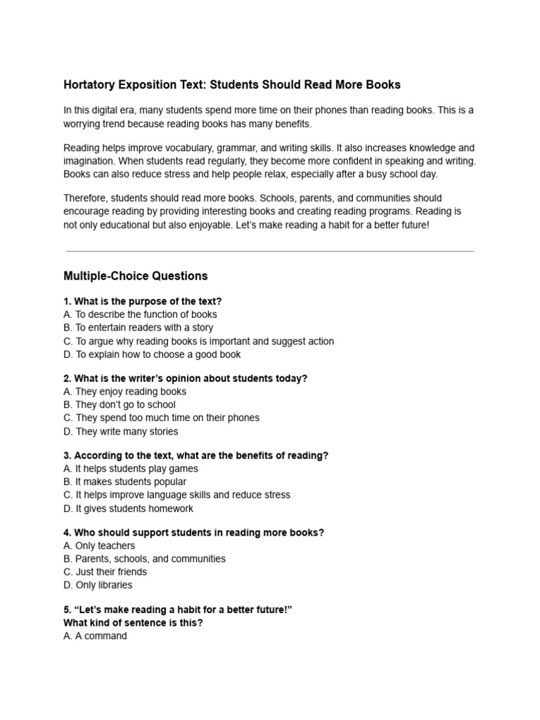 Hortatory Text Exercises | PDF