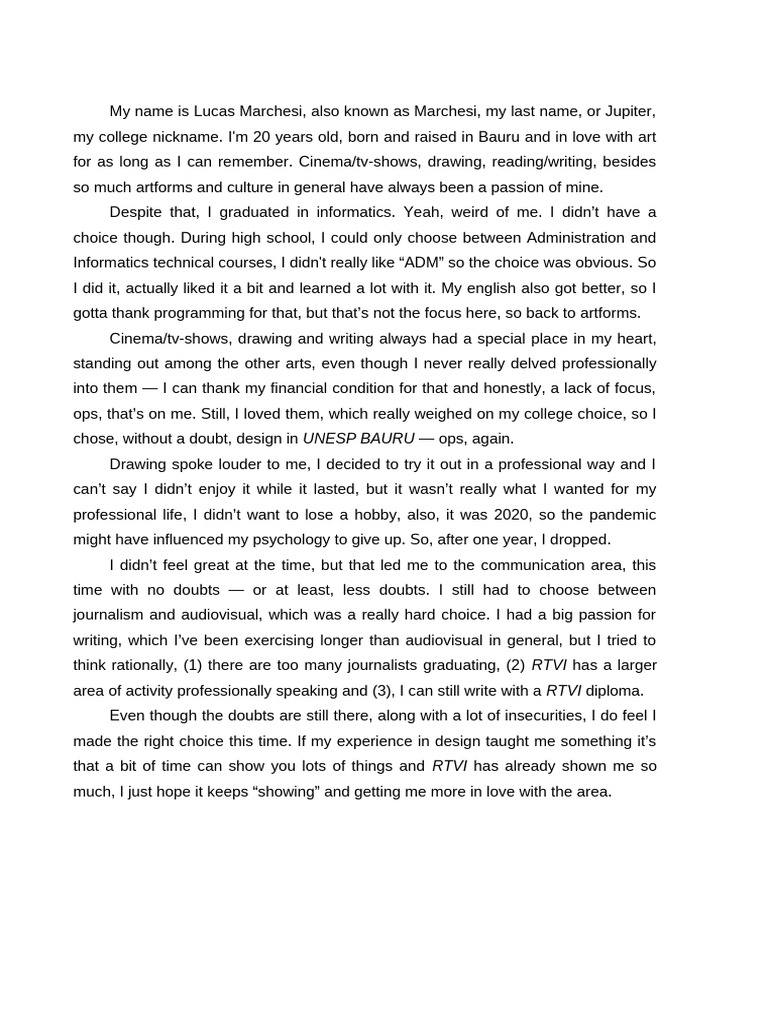 Short Introduction - Lucas Marchesi | PDF