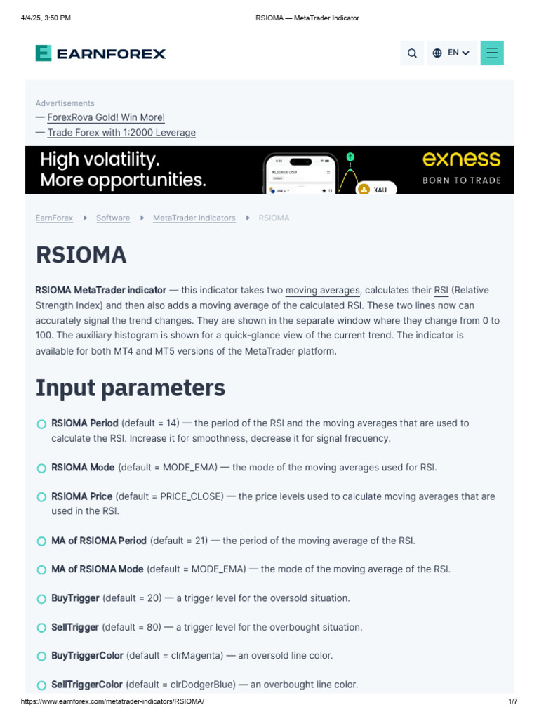 RSIOMA - MetaTrader Indicator | PDF | Contract For Difference | Foreign ...