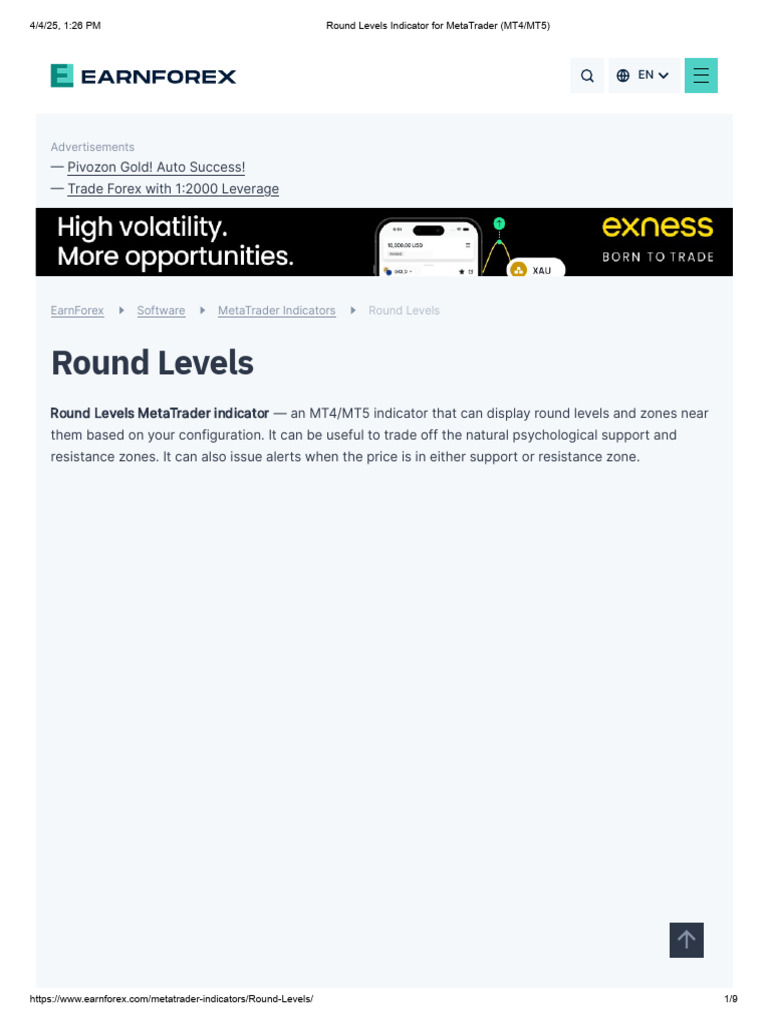 Round Levels Indicator For MetaTrader (MT4 - MT5) | PDF | Foreign ...