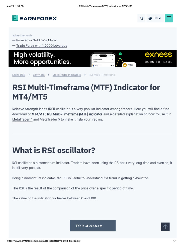 RSI Multi-Timeframe (MTF) Indicator for MT4_MT5 | PDF | Foreign Exchange Market | Contract For ...