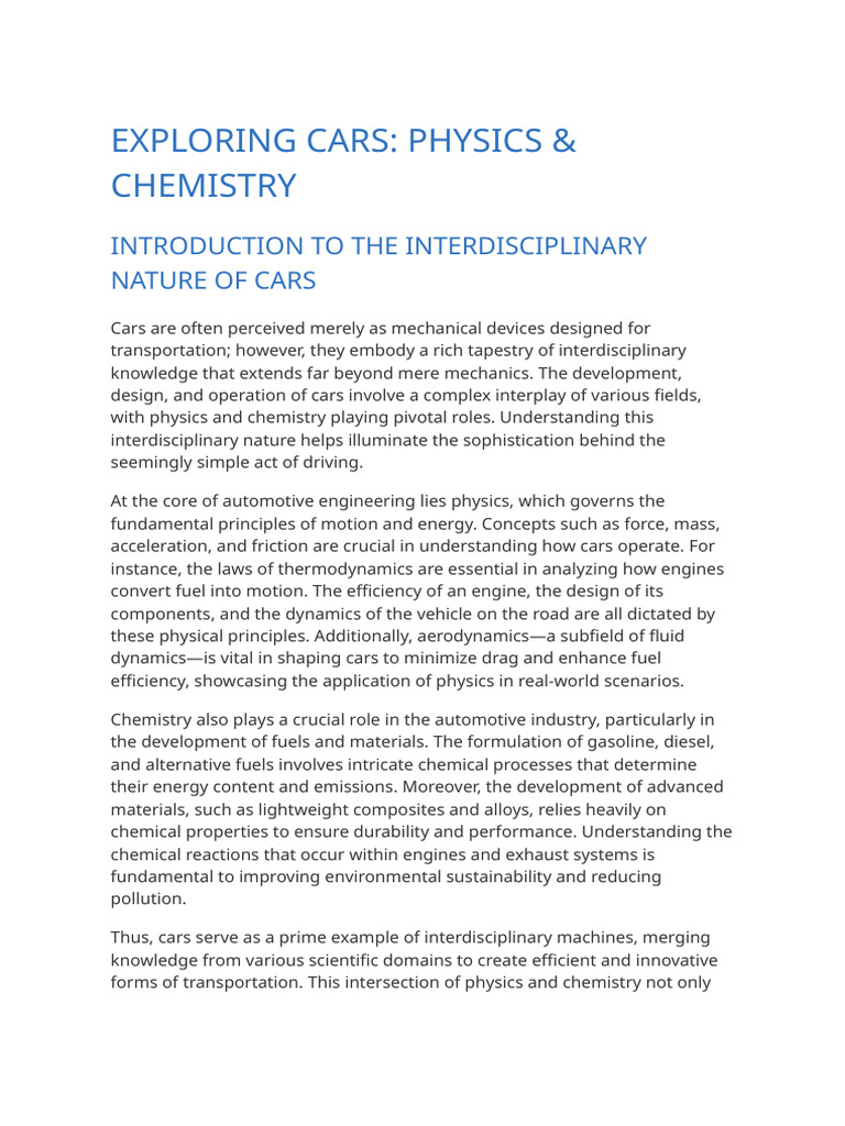 Physics and Chemistry in Automotive Design | PDF | Engines | Combustion