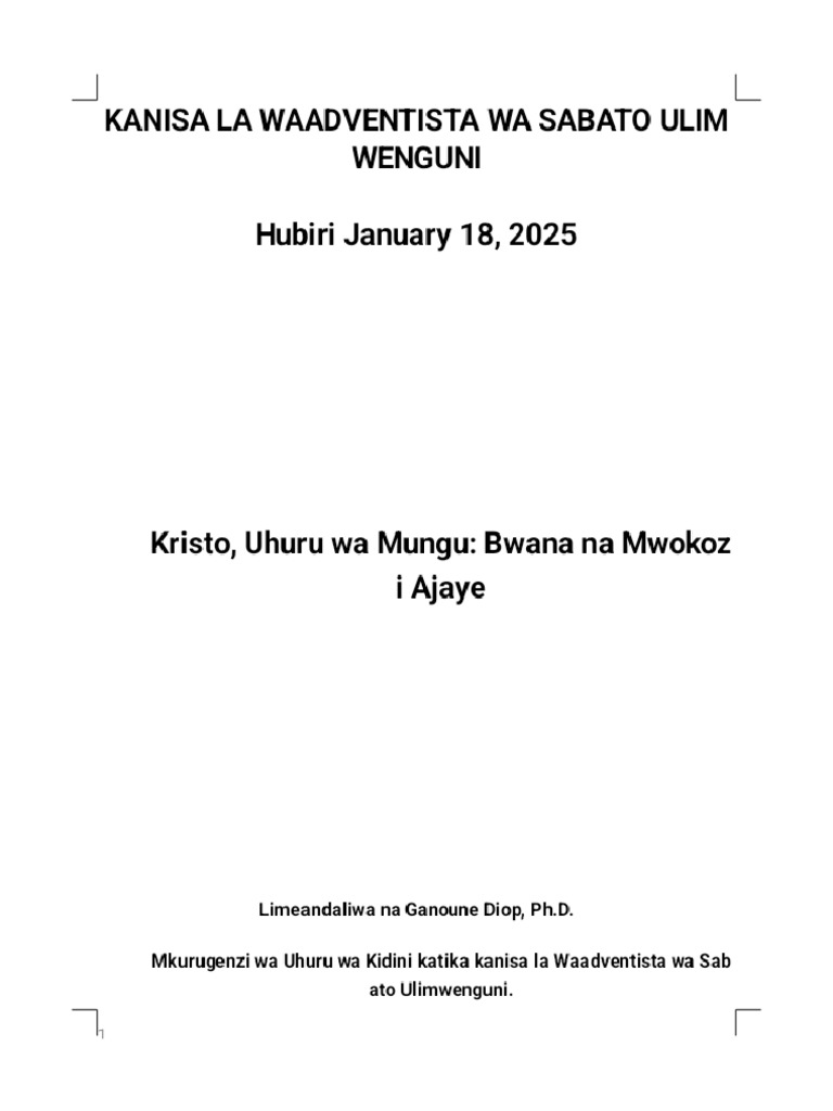 Somo La Sabato Ya Uhuru Wa Kidini 2025_phoenix | PDF