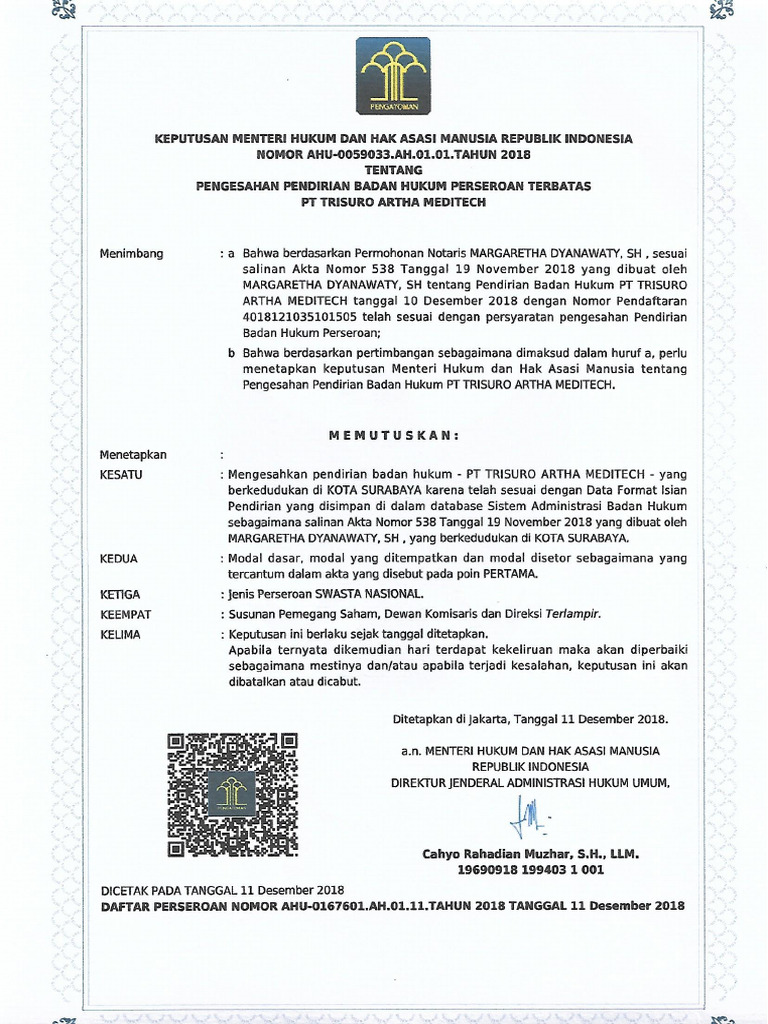 Akta Pendirian | PDF