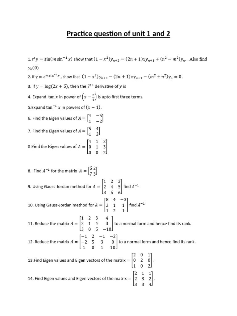 Unit 1 and 2-1 | PDF | Eigenvalues And Eigenvectors | Applied Mathematics