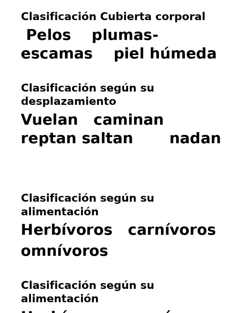 Clasificación Cubierta Corporal | PDF