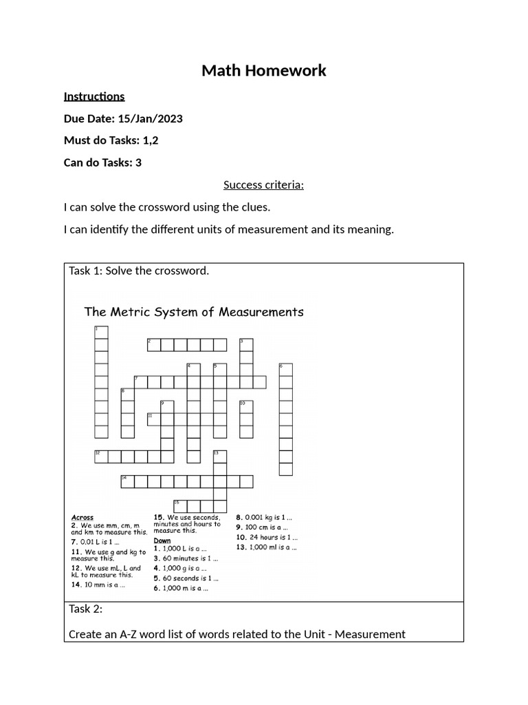 Measurement - Homework | PDF