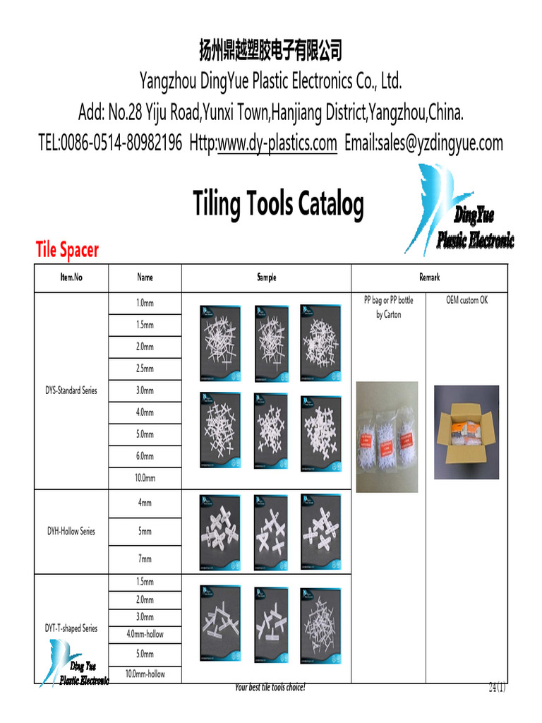 Tile Spacers and Leveling Tools Catalog | PDF | Polyethylene | Drywall