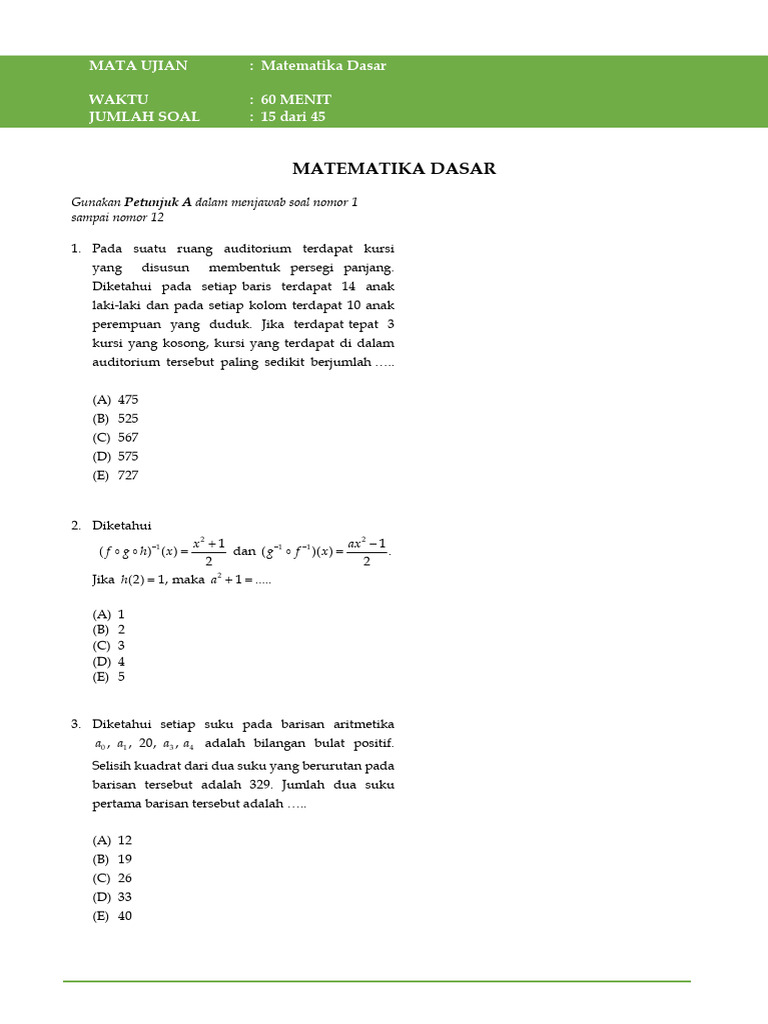 SIMAK UI 2020 - Kemampuan Dasar | PDF