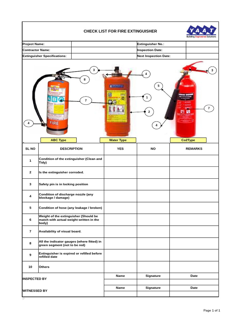 K033-Pic-Checklist For Fire Extinguisher | PDF