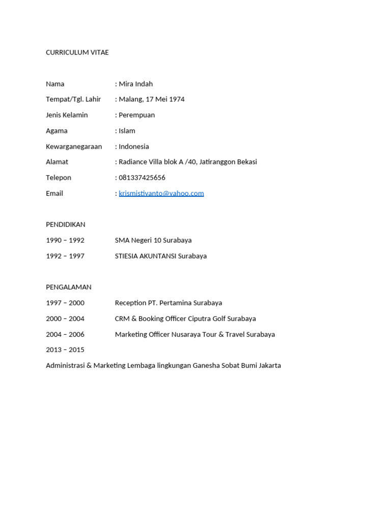 Curriculum Vitae Mira | PDF