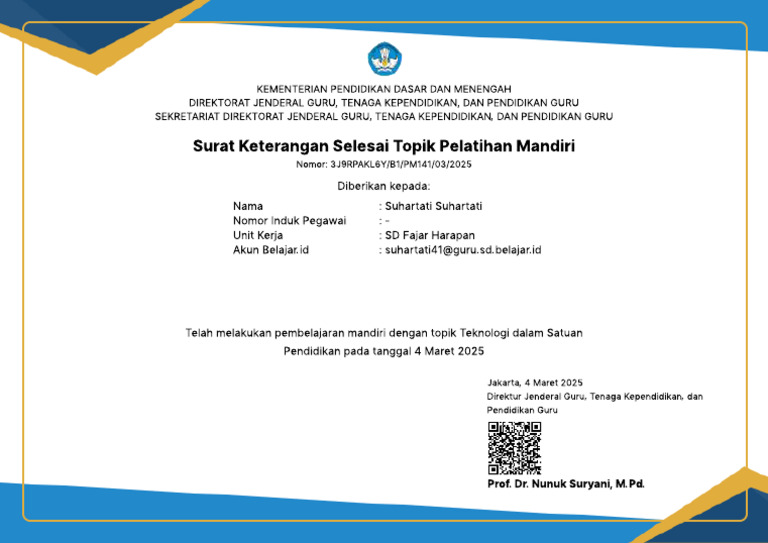 Unduhan Sertifikat Suhartati | PDF