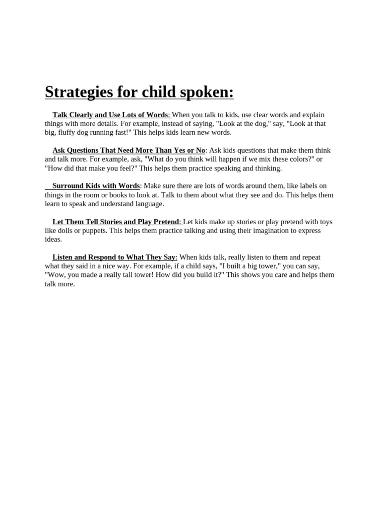 Strategies For Child Spoken | PDF | Montessori Education | Teachers