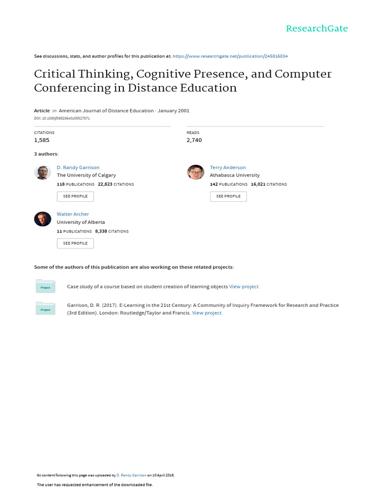 Conferencing in Distance Education | PDF | Critical Thinking | Thought