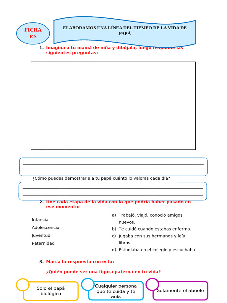 Ficha PS Lun 9 Linea de Tiempo de Papá 933623393 Yessenia Carrasco | PDF