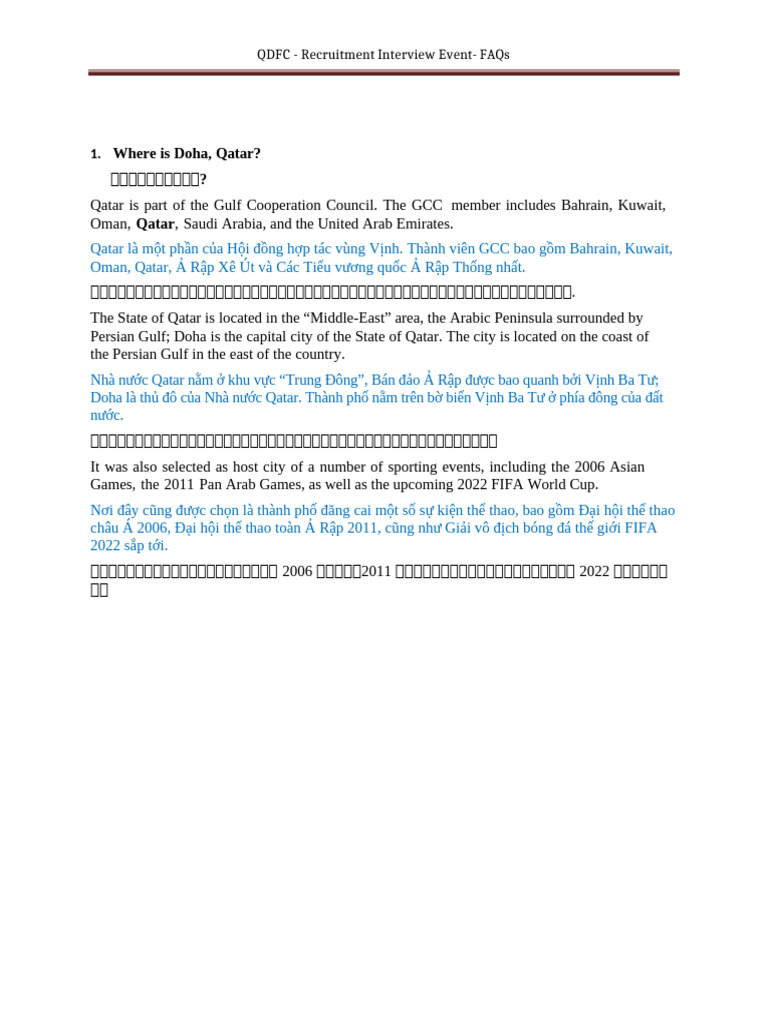 FAQs in Chinese Vnese and English | PDF