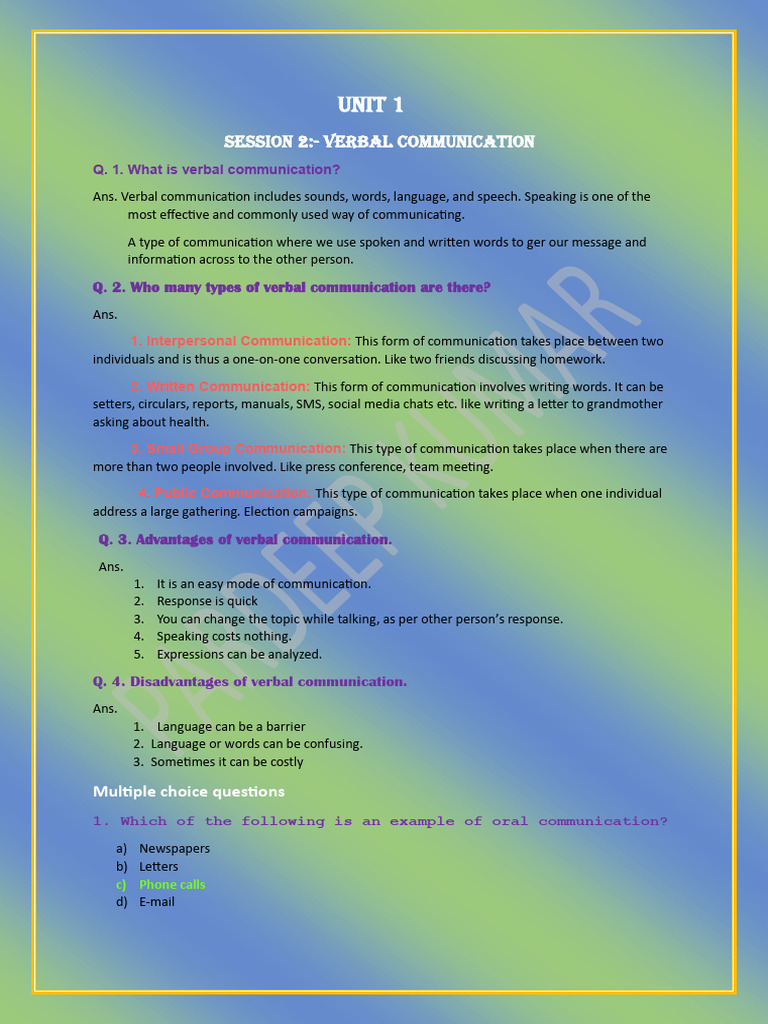 U1s2 (Verbal Communication) | PDF