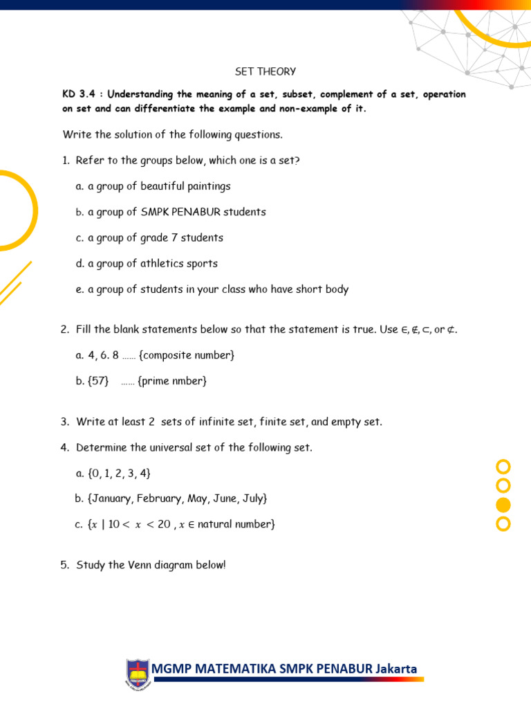 Set Theory Exercise 1 | PDF