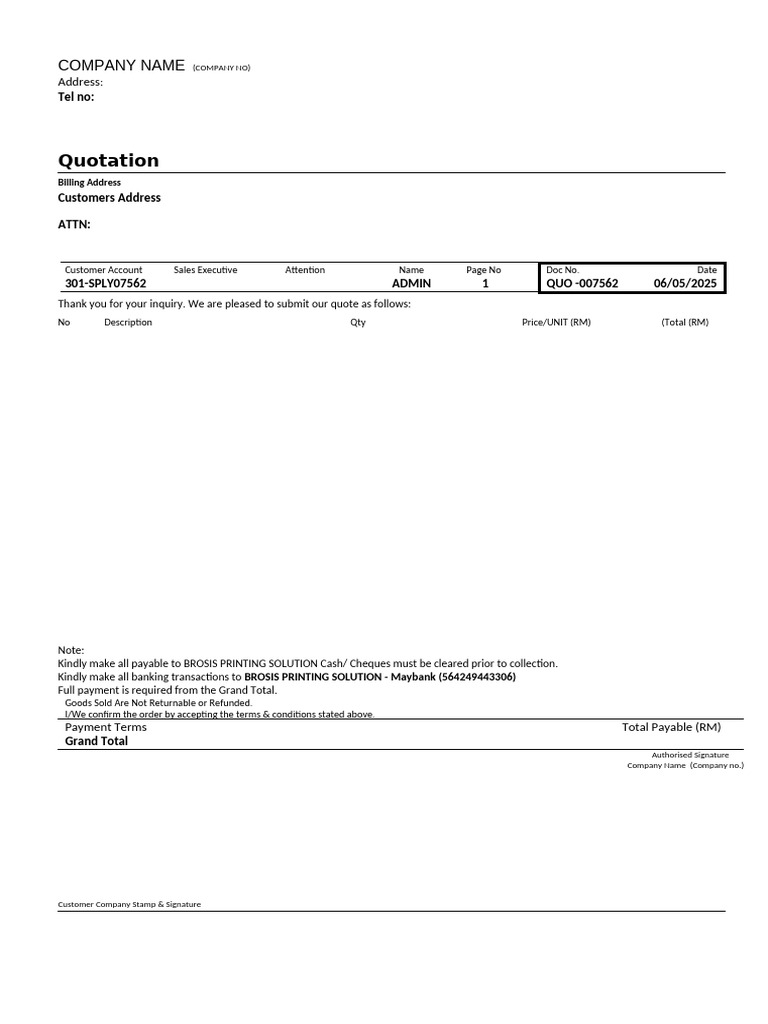 Sample Quotation | PDF