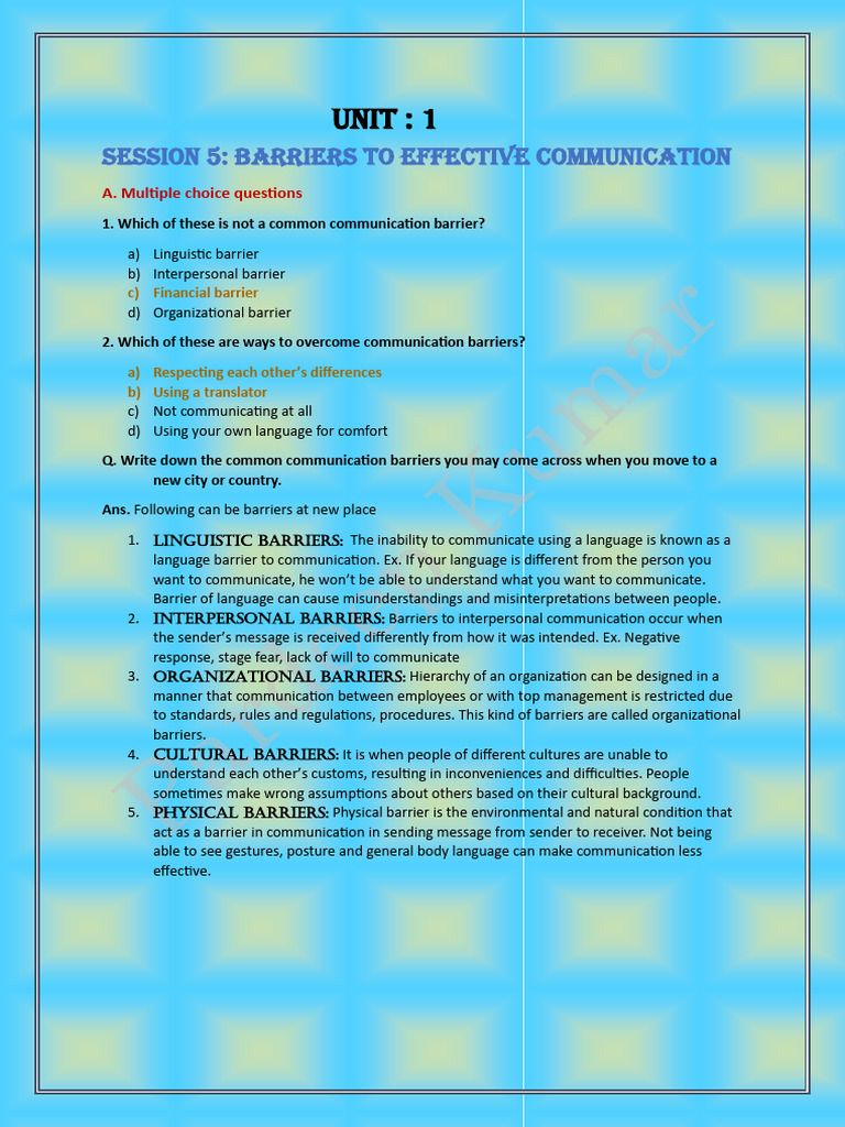 U1s5 (Barriers To Communication) | PDF