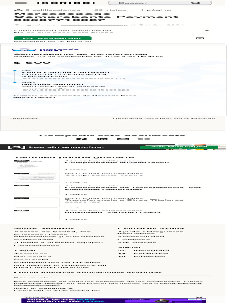 Mercadopago Comprobante Payment-86537718327 PDF | PDF