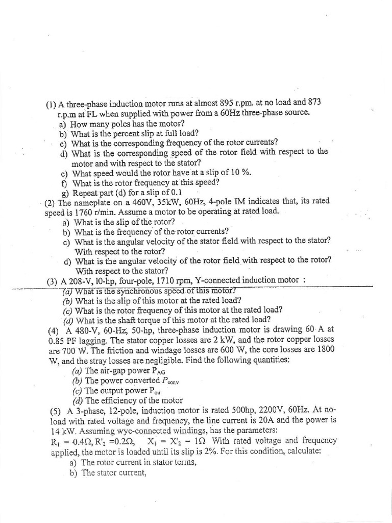 Assignment Induction+Machines | PDF | Electric Motor | Electricity
