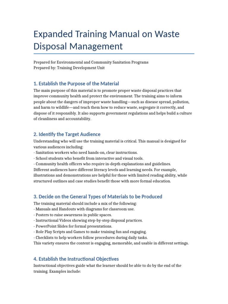 Waste Disposal Training Manual Guide | PDF | Waste Management | Waste