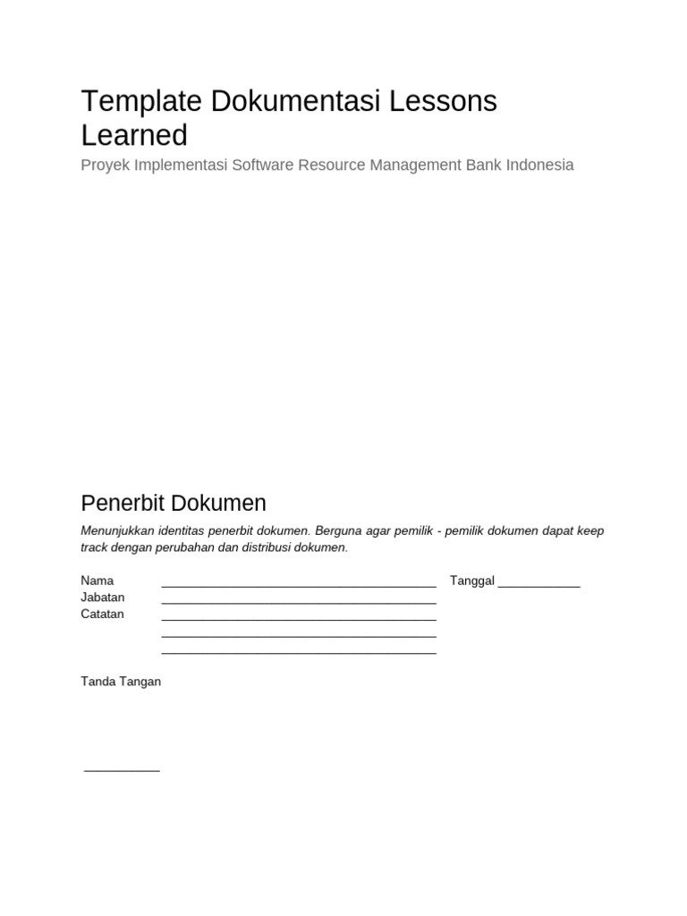 0.0 Template Dokumentasi Lessons Learned | PDF