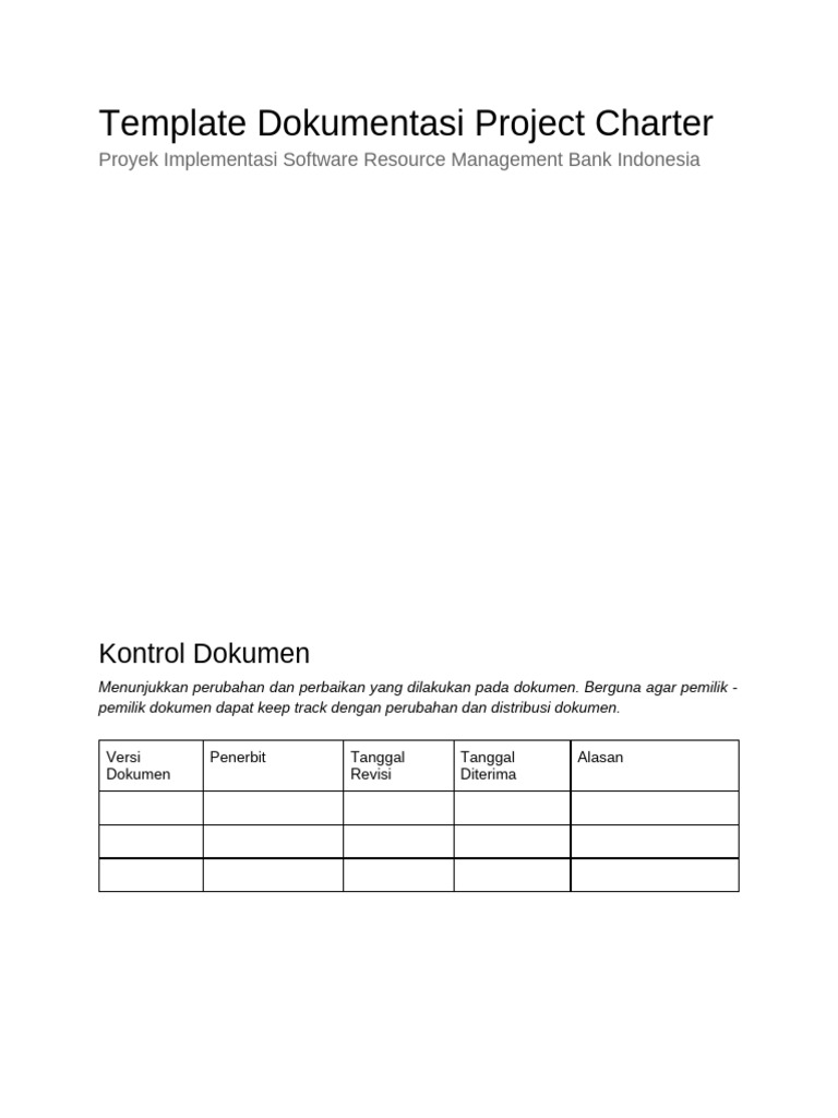 1.1 Template Dokumentasi Project Charter | PDF