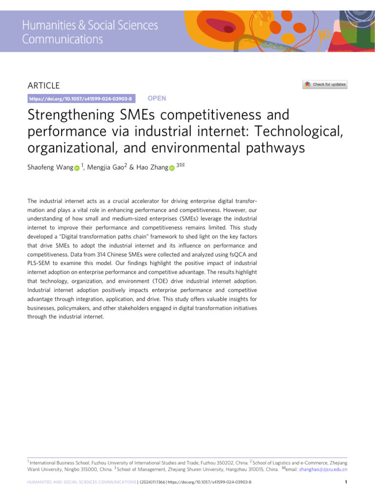 Enhancing SME Competitiveness via Industrial Internet | PDF ...
