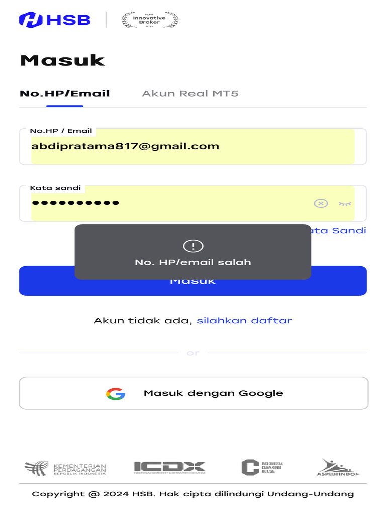 Login Ke Akun Trading Anda HSB Investasi | PDF