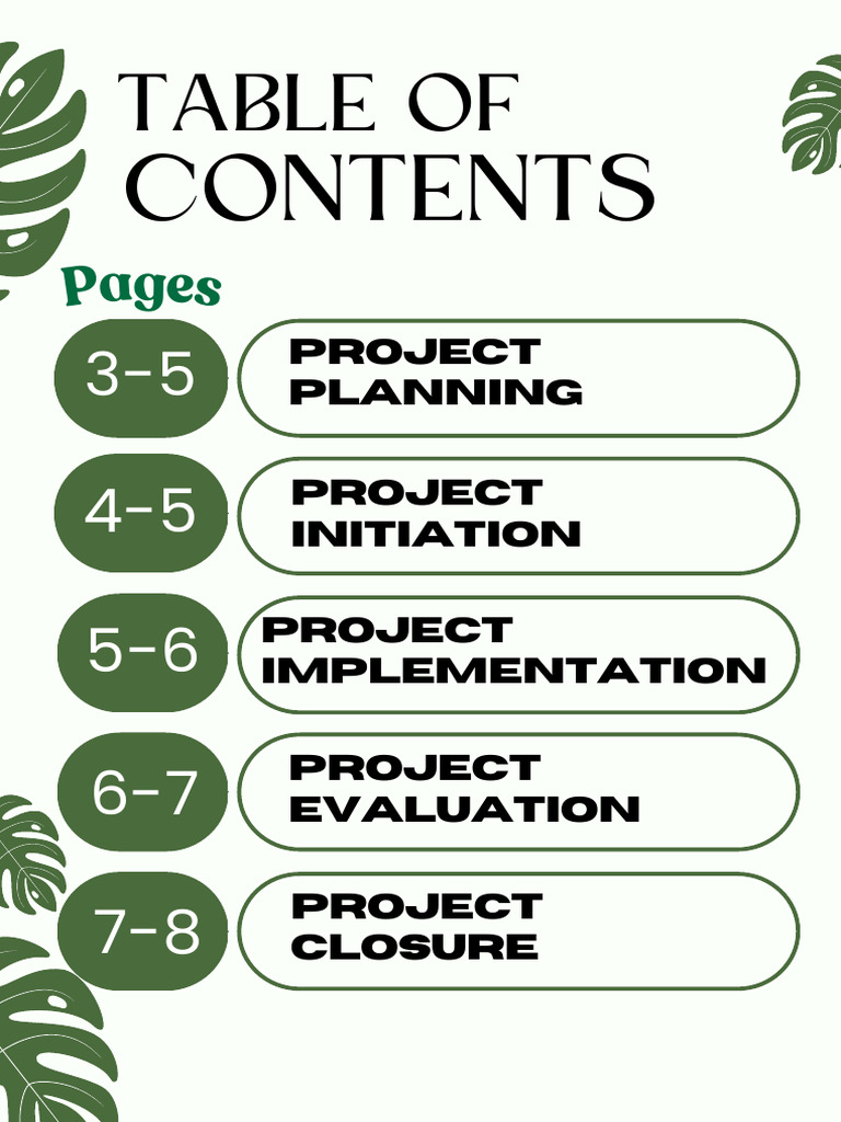 Green Minimalist Company Table of Contents | PDF