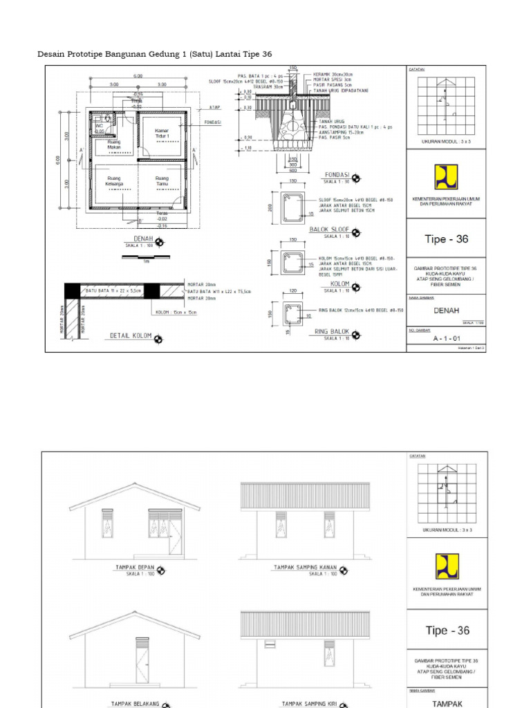 Prototipe - Rumah Tinggal Sederhana Tipe 36 PP | PDF