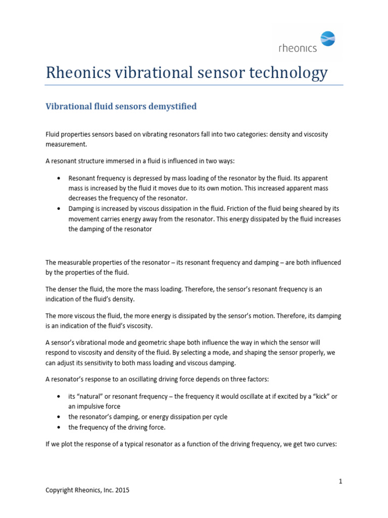 Rheonics Vibration Sensor Whitepaper | PDF | Viscosity | Resonance