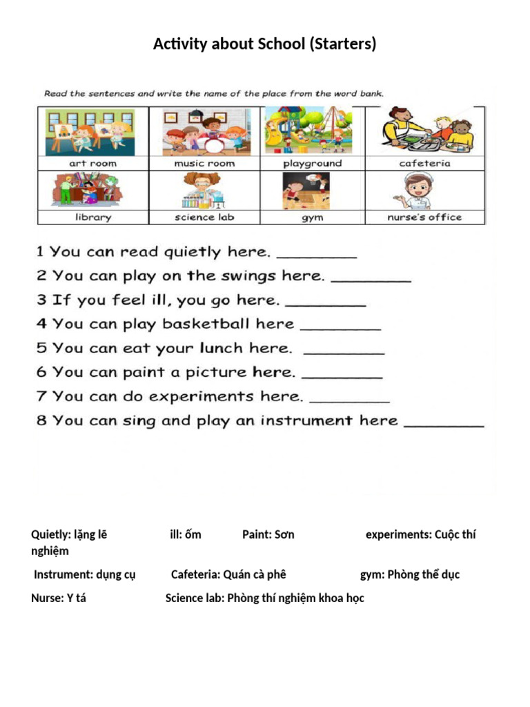 Activity About School For Starters | PDF