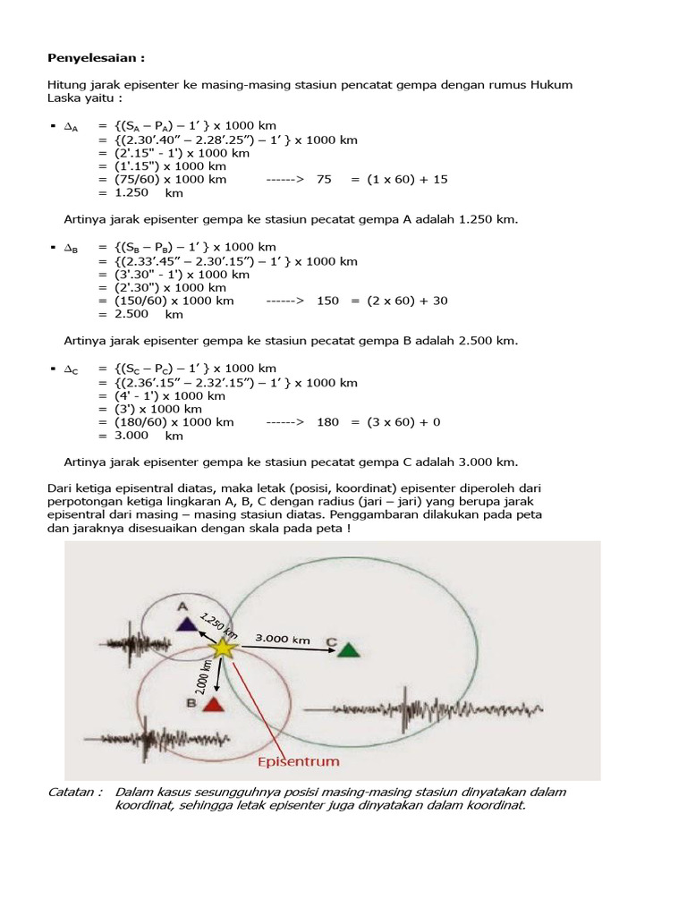 Contoh Soal-Perhitungan Jarak Episenter | PDF