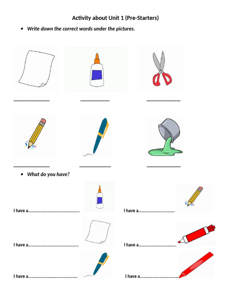 Activity About Unit 1 (Pre-Starters) | PDF