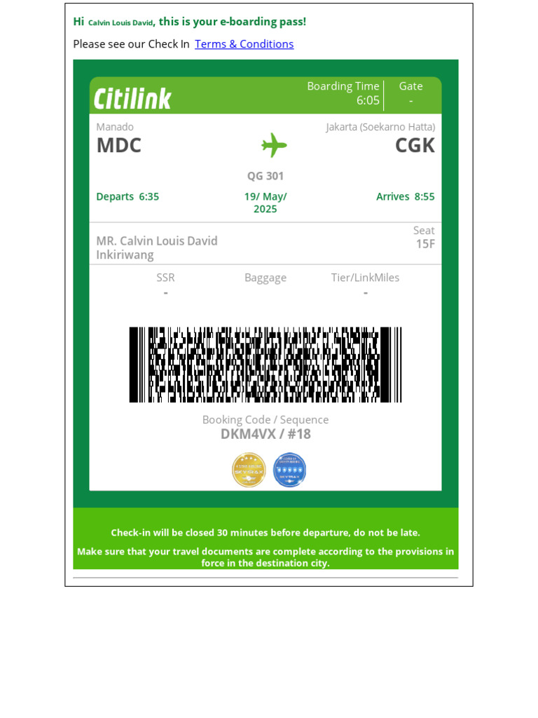 Boarding Pass | PDF