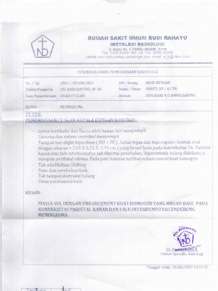 CT Scan Suniti 1 | PDF