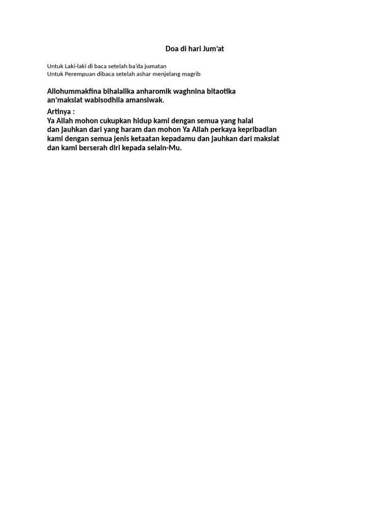 Doa Di Hari Jumat | PDF