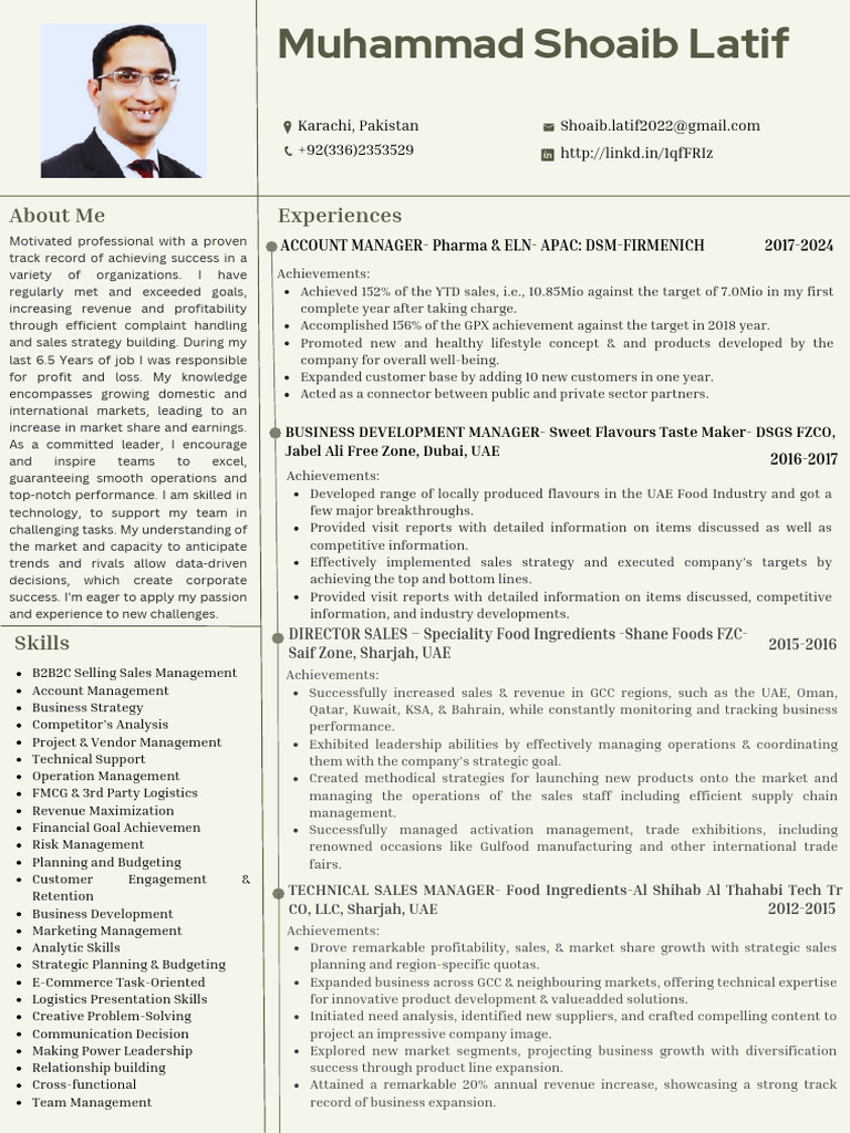 Muhammad Shoaib Latif CV 9.06.24 | PDF | Sales | United Arab Emirates