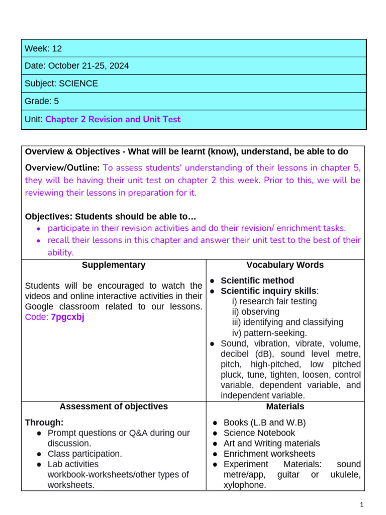 Grade 5 Science Chapter 2 Test Prep | PDF | Critical Thinking | Learning